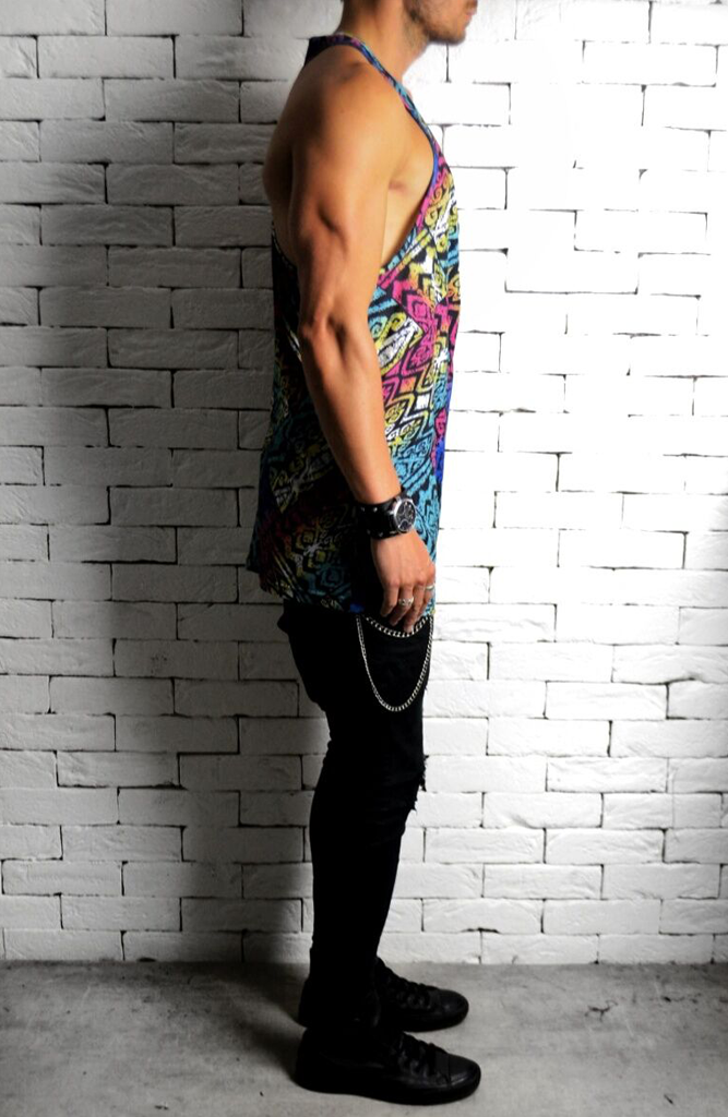 Alex Christopher Rainbow Aztec Ibiza Vest | Men's Vests | ETTO Boutique