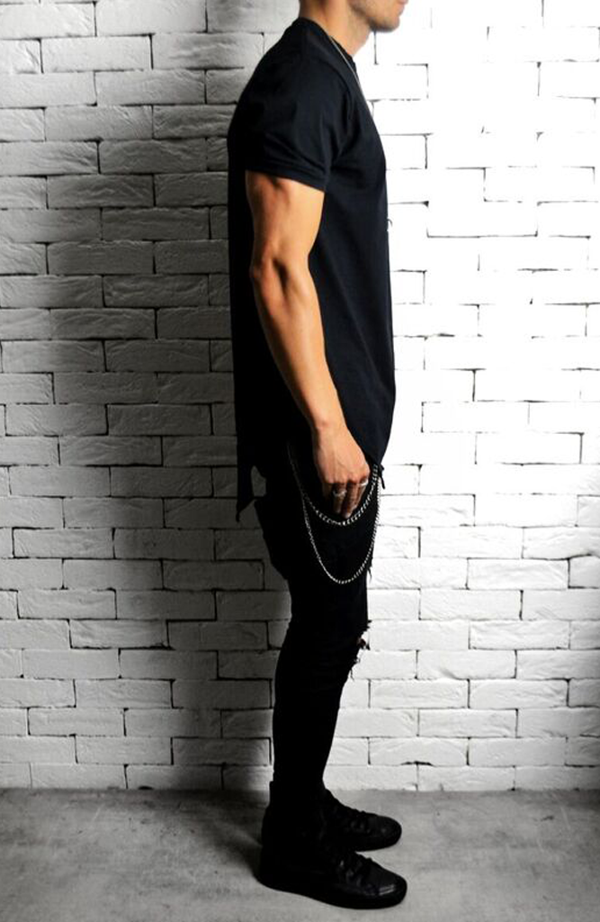 Black Square Hem T-Shirt | Mens Unique T-Shirts | ETTO Boutique